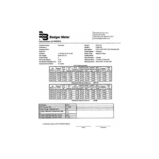خرید Flo-tech Calibration Certificate